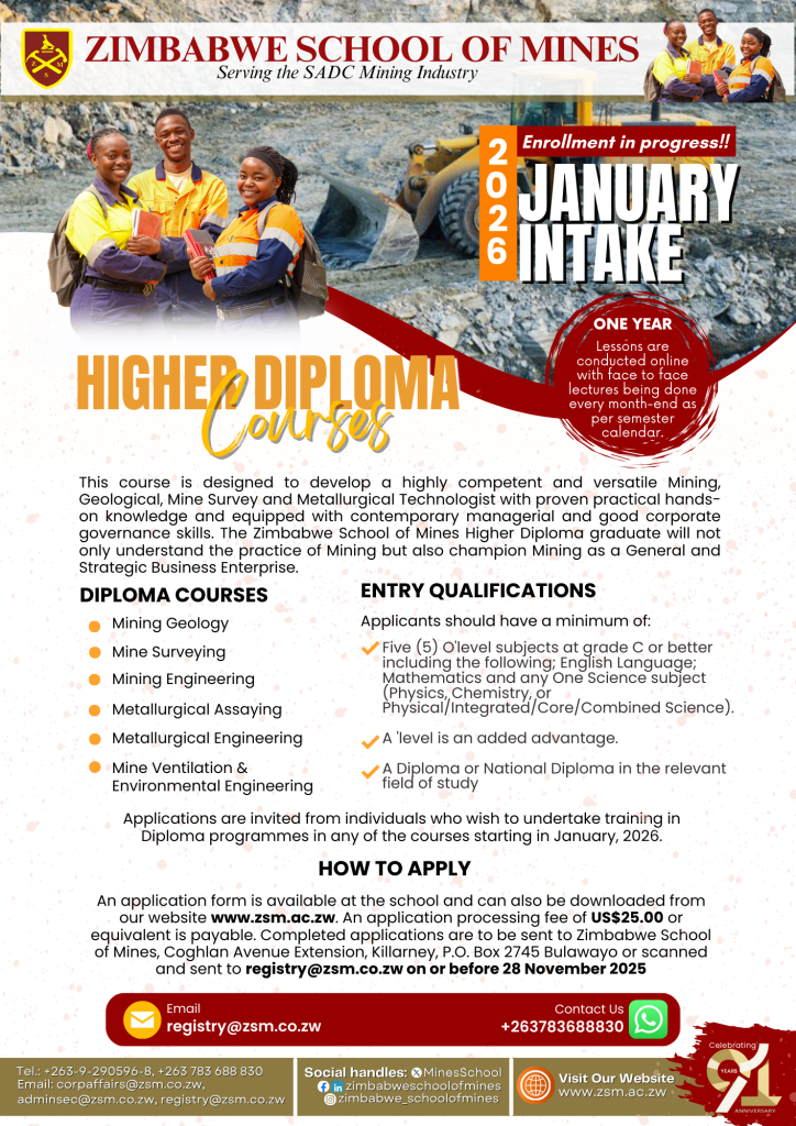 Higher Diploma Courses 2026 January Intake - Zimbabwe School of Mines